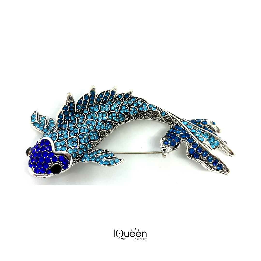 Broche – Bright Blue Fish Brooch - IQUEEN